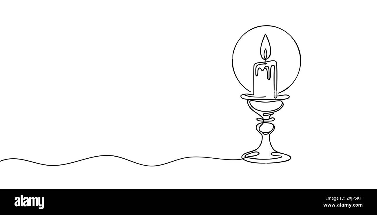 Continuous one line drawing of candle in a candlestick Stock Vector ...
