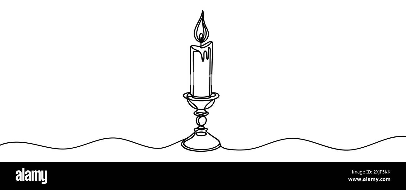 Continuous one line drawing of candle in a candlestick Stock Vector ...