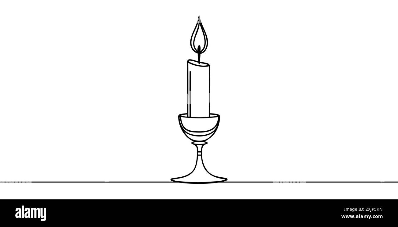 Continuous one line drawing of candle in a candlestick Stock Vector ...