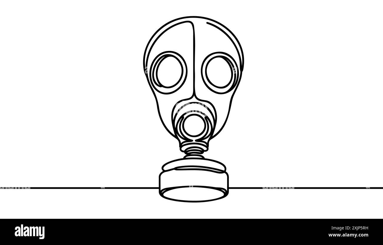 Gas mask, linear icon. Continuous one line drawing Stock Vector Image ...