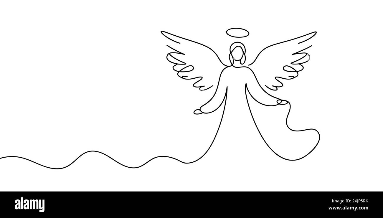 Continuous one line drawing of angel Stock Vector Image & Art - Alamy