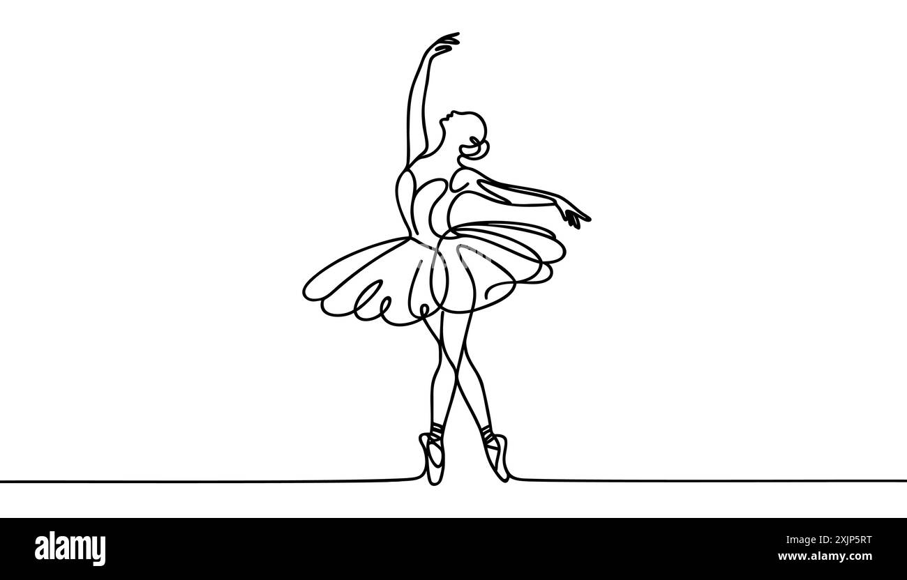 continuous line drawing of woman ballet dancer Stock Vector Image & Art ...
