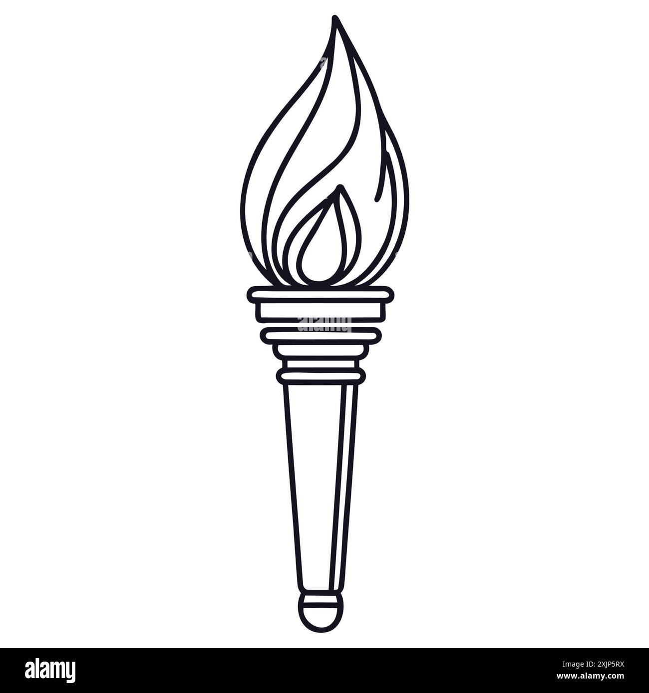 Single continuous line art torch flame fire silhouette. Sport ceremony ...