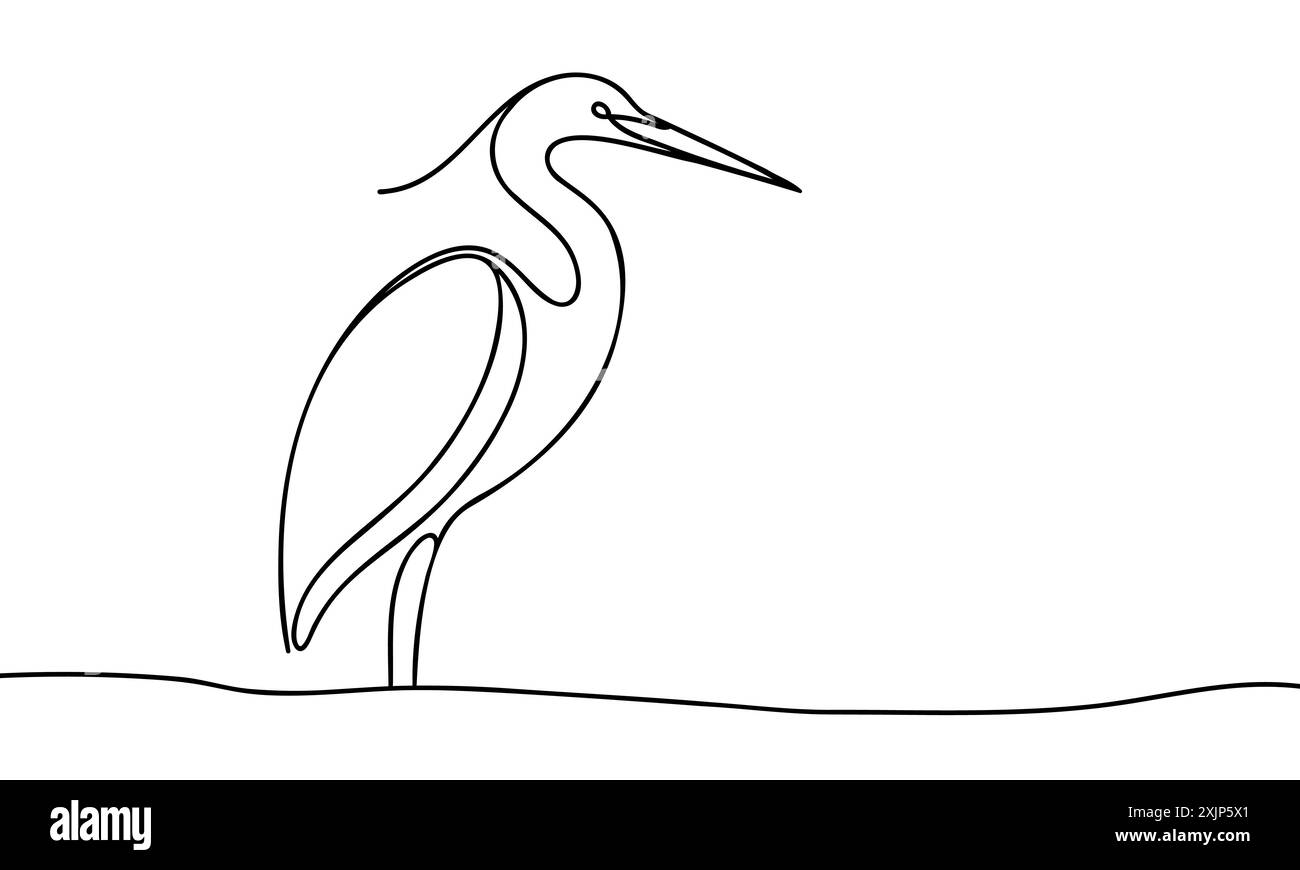 Heron continuous line art drawing Stock Vector Image & Art - Alamy