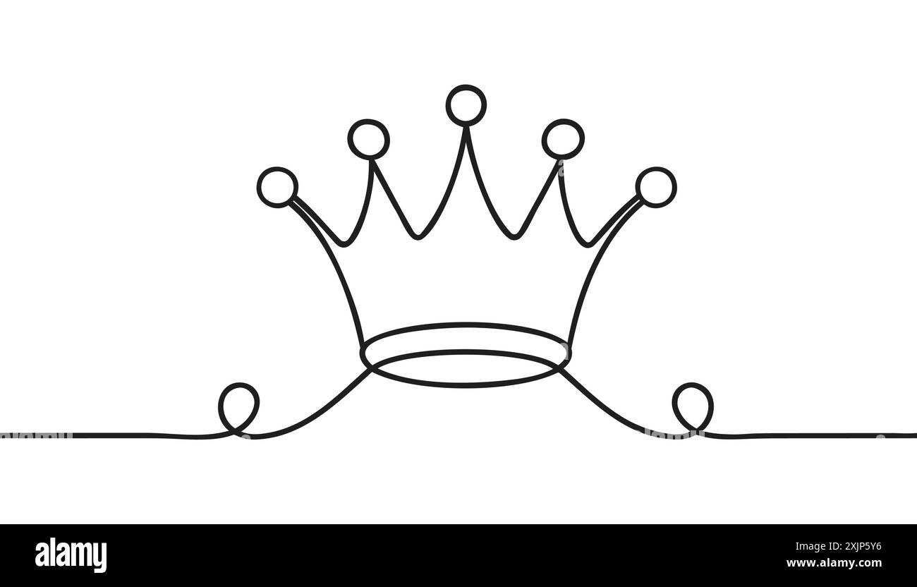 Continuous one line drawing of royal crown. Simple king crown outline ...