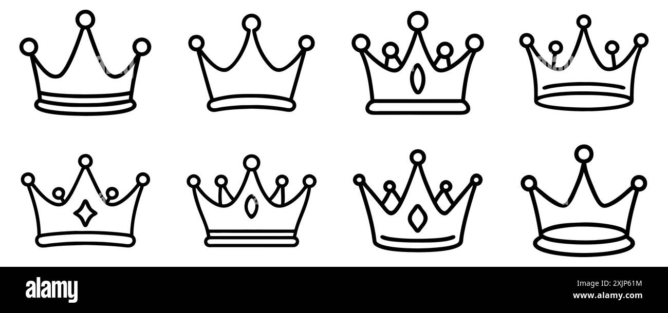 crown icon set. Black color Stock Vector Image & Art - Alamy