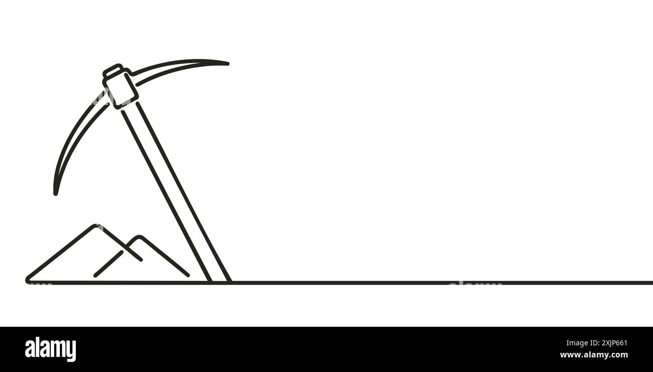 Continuous line drawing art Pickaxe tool Mining Pickaxe concept Stock ...