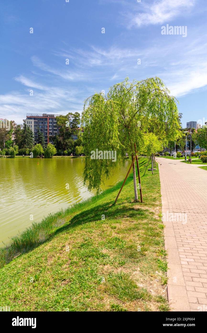 Batumi, Georgia - 14 JUNE 2024: Nuri Lake is a natural lake surrounded ...