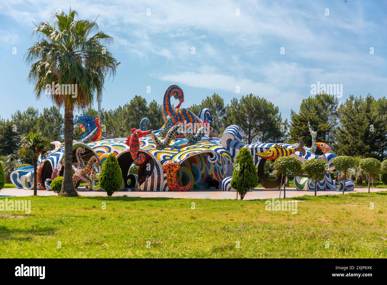 Batumi, Georgia - 14 JUNE 2024: Exterior view of the soviet era ...