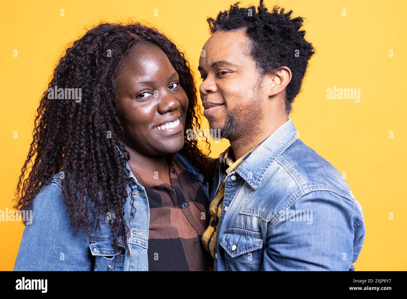 African american married couple express sincere love feelings to each ...