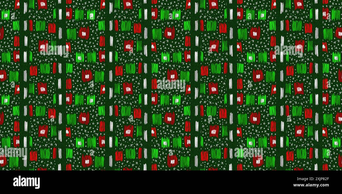 Modern christmas foliage fir branch border in traditional red green ...