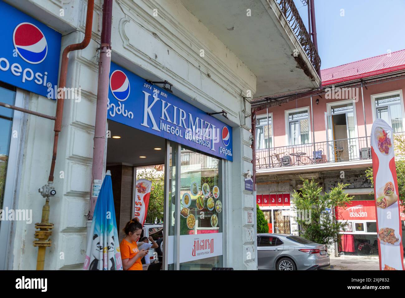 Batumi, Georgia - 13 JUNE 2024: Kirmizi Turkish doner restaurant in the ...