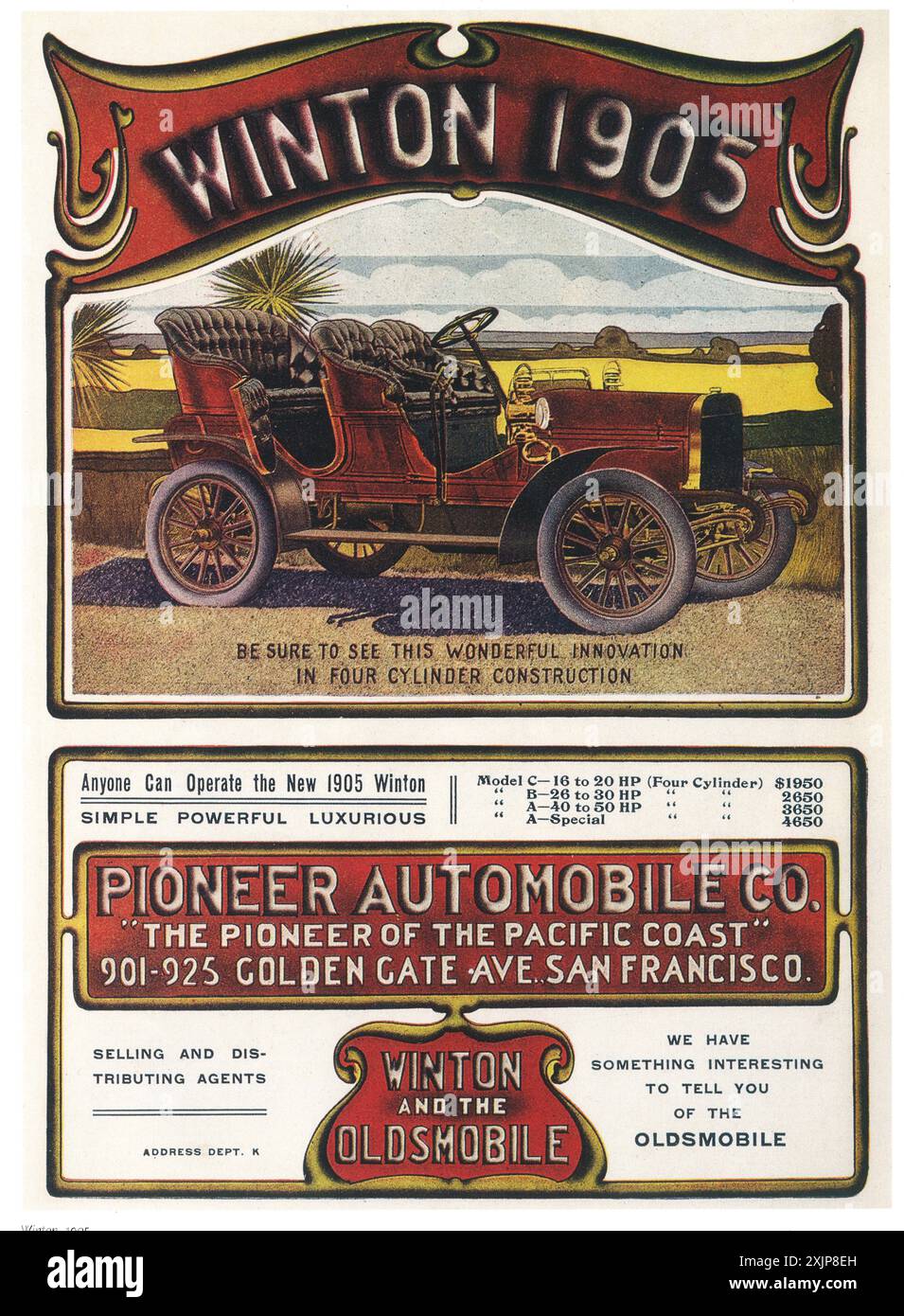 1905 Winton Four Cylinder car ad - Pioneer Automobile Co - San ...