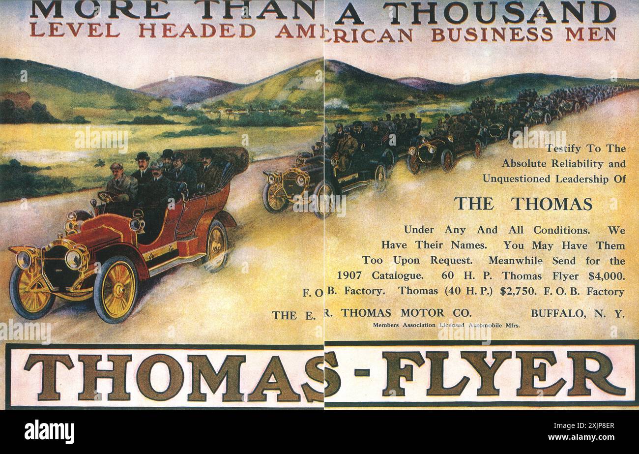 1907 Thomas-Flyer Car ad - Thomas Motor Company Stock Photo - Alamy
