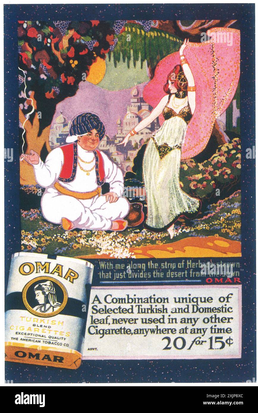 1915 Omar Turkish cigarettes ad Stock Photo - Alamy