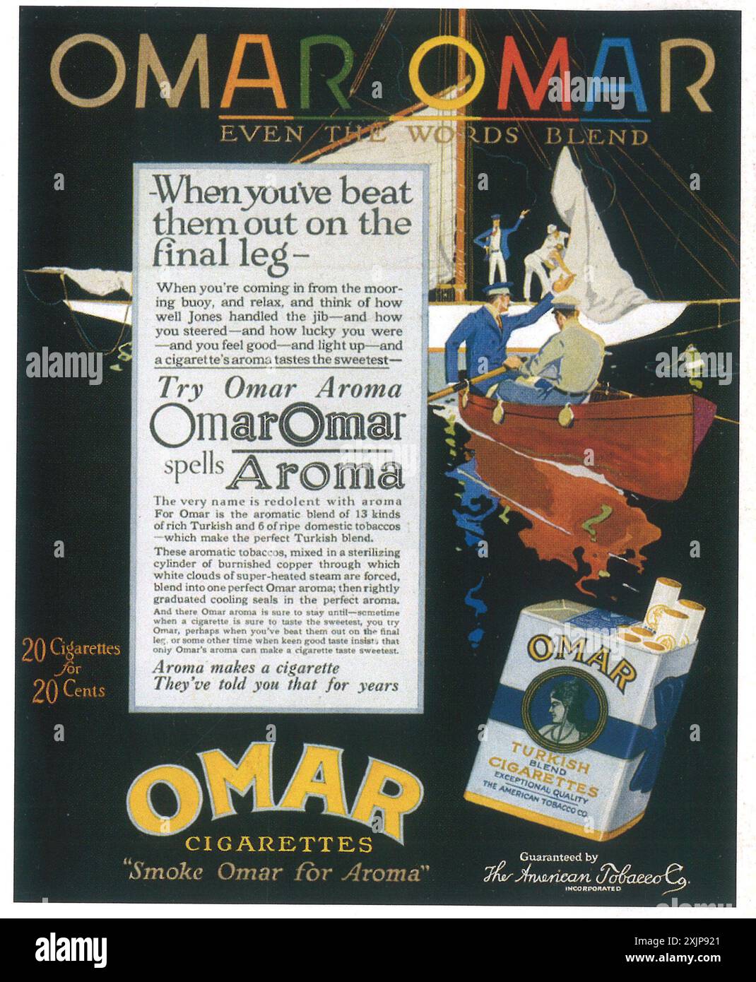 1918 Omar Turkish cigarettes ad Stock Photo - Alamy