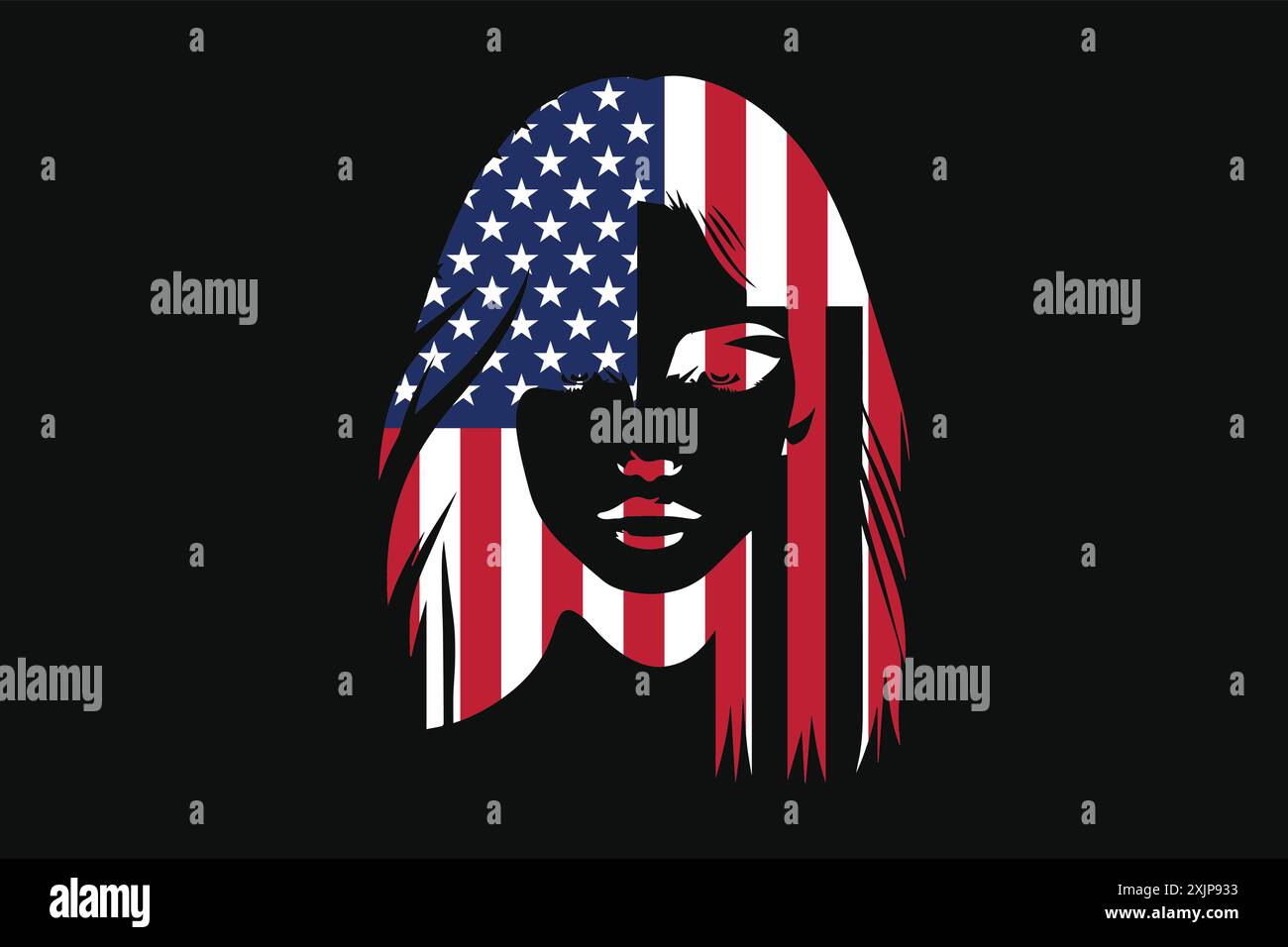 American flag and American girl’s shape Stock Vector Image & Art - Alamy