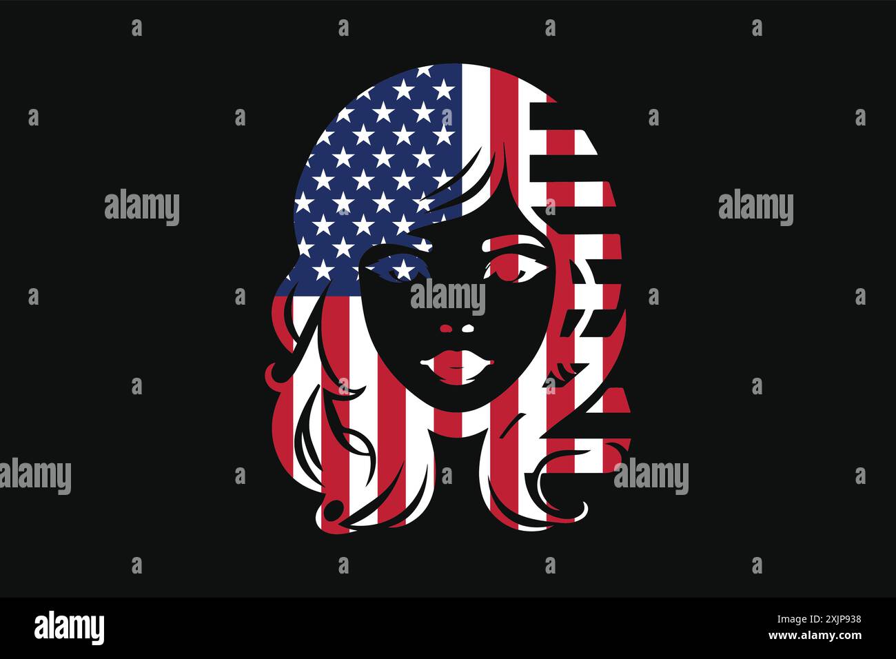 American flag and American girl’s shape Stock Vector Image & Art - Alamy