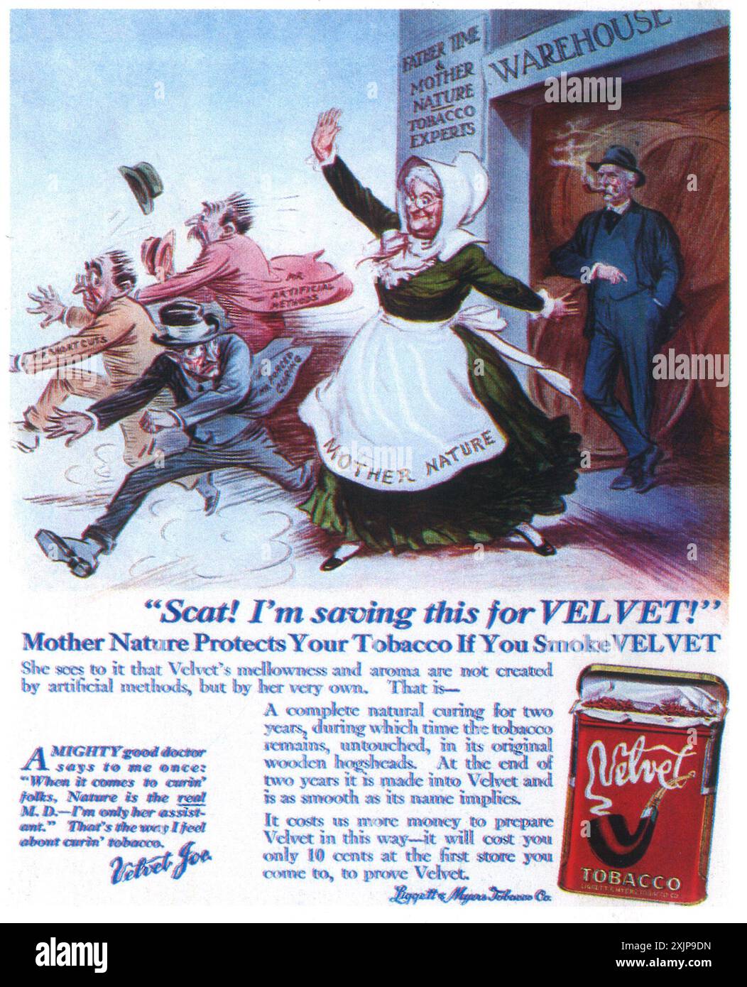 1917 Velvet Tobacco ad - "Mother Nature protects your tobacco if you ...
