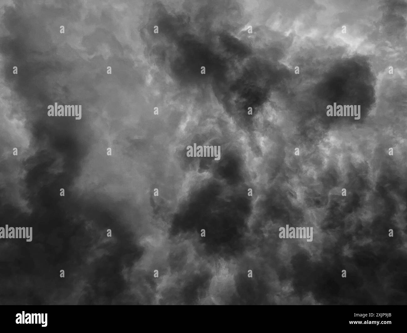 The image shows a sky filled with dark, heavy clouds. The clouds are ...
