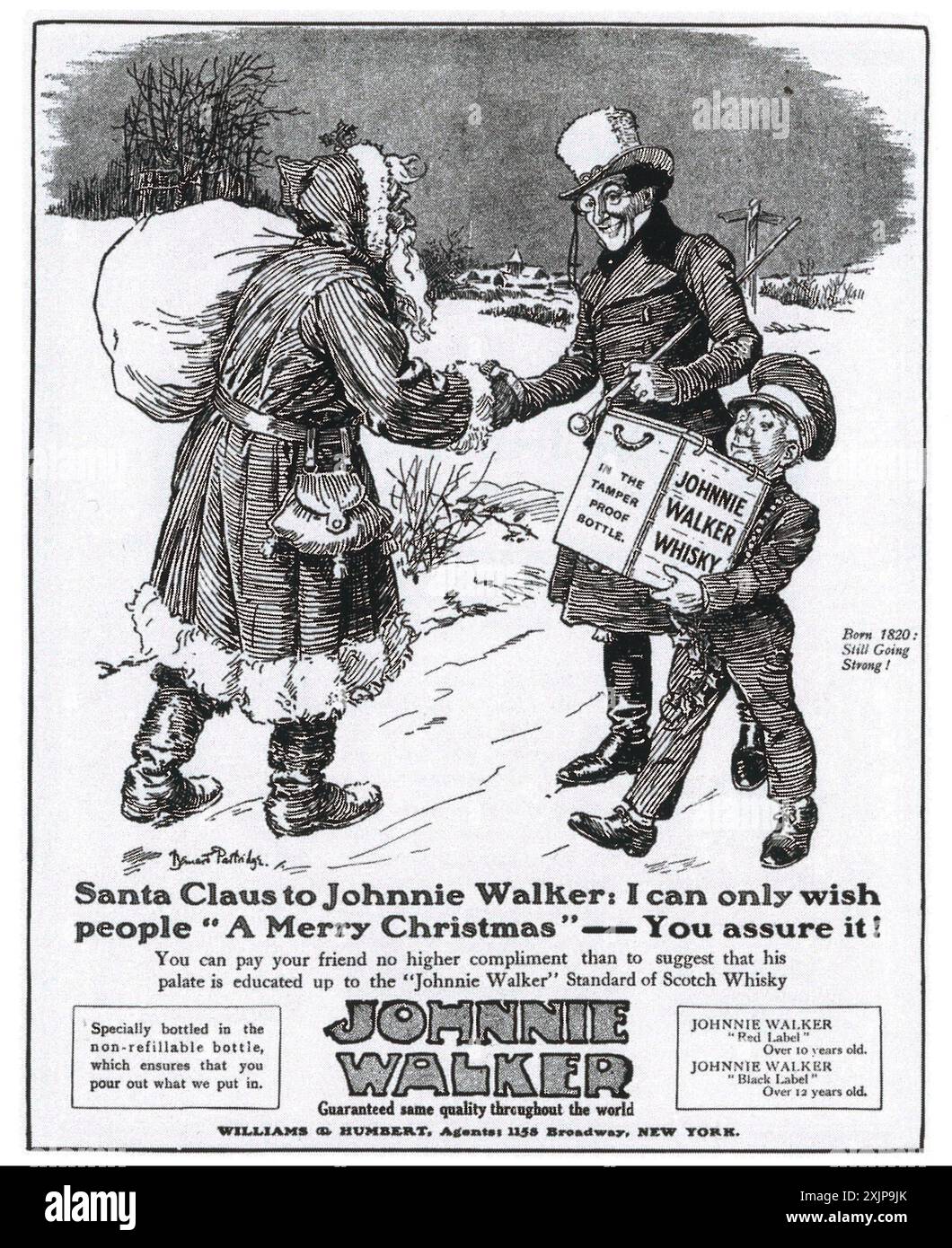 1913 Johnnie Walker Scotch Whiskey Christmas ad - Santa Claus to ...