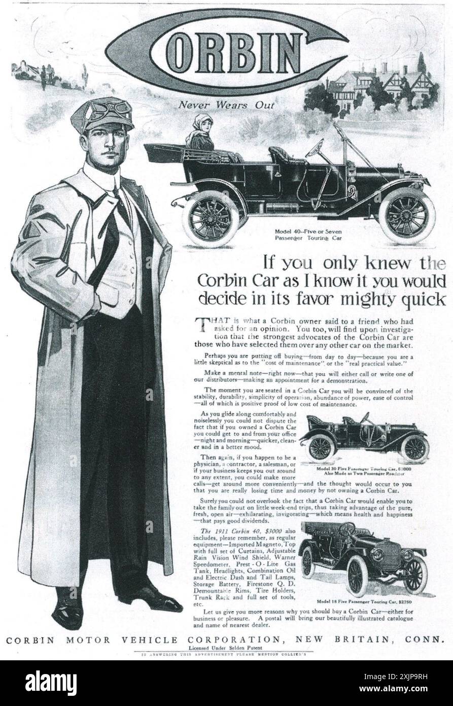 1911 Corbin Model 40 Passenger Touring Car ad Stock Photo - Alamy