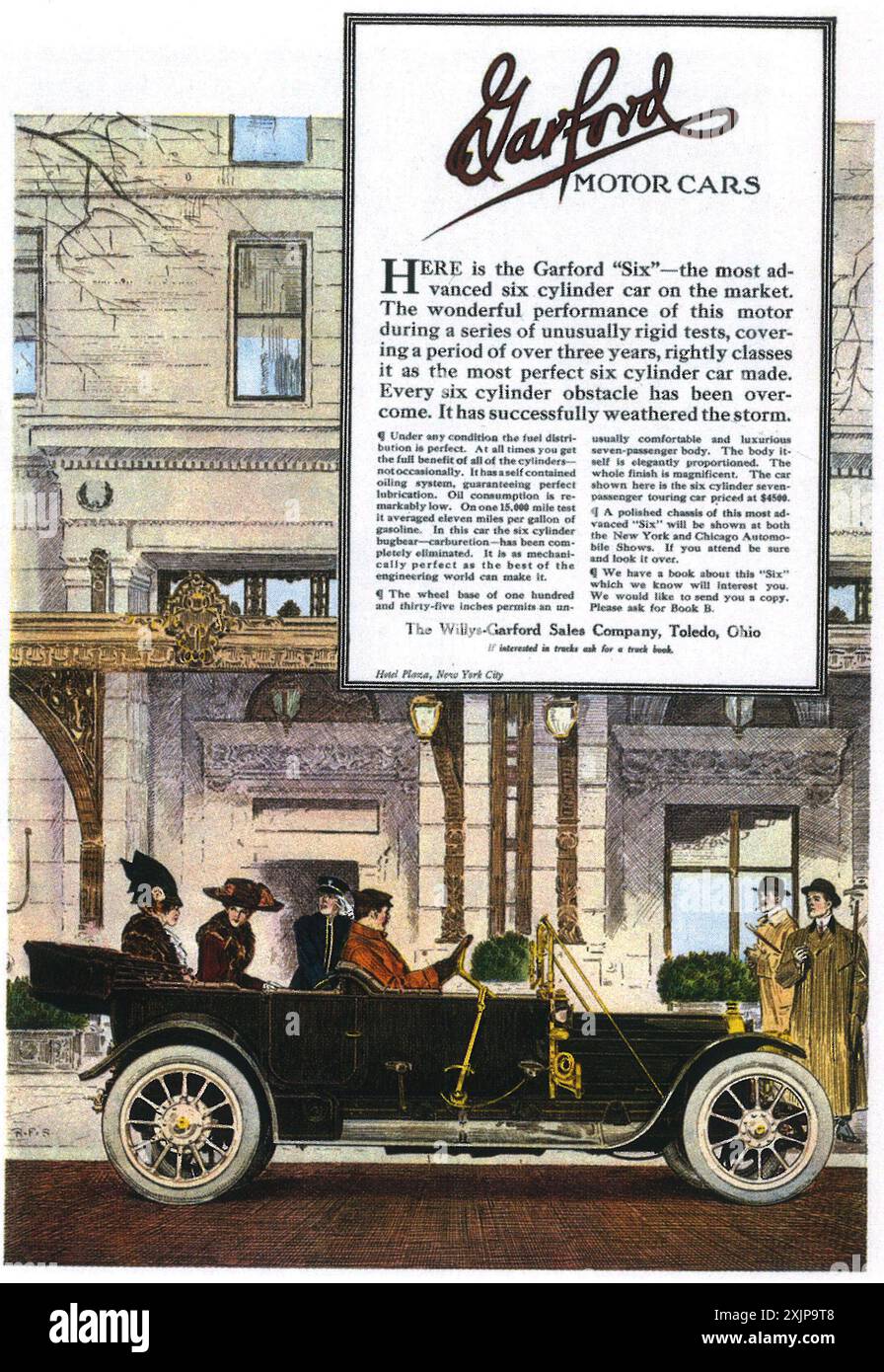 1911 Garford "Six" Car ad - Illustrated by R. F. S. Ralph Fletcher ...