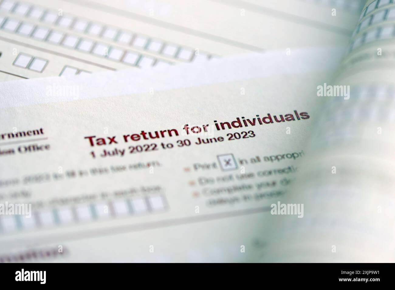 KYIV, UKRAINE - JULY 10, 2024 Australian Tax Return for individuals ...