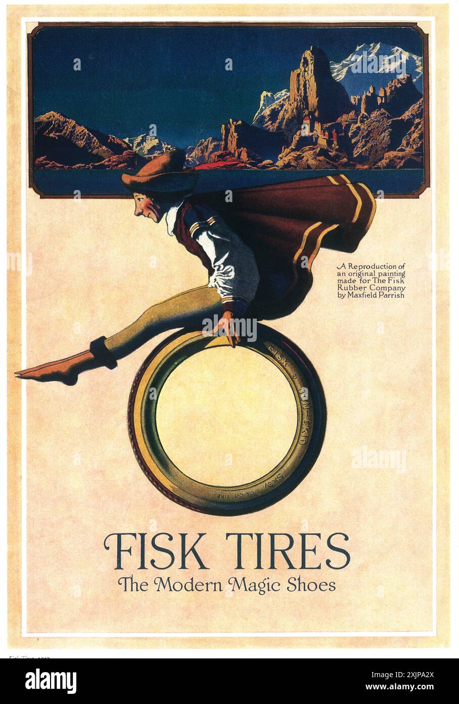 1917 Fisk tires ad -The Modern Magic Shoes- Artwork by Maxfield Parrish ...