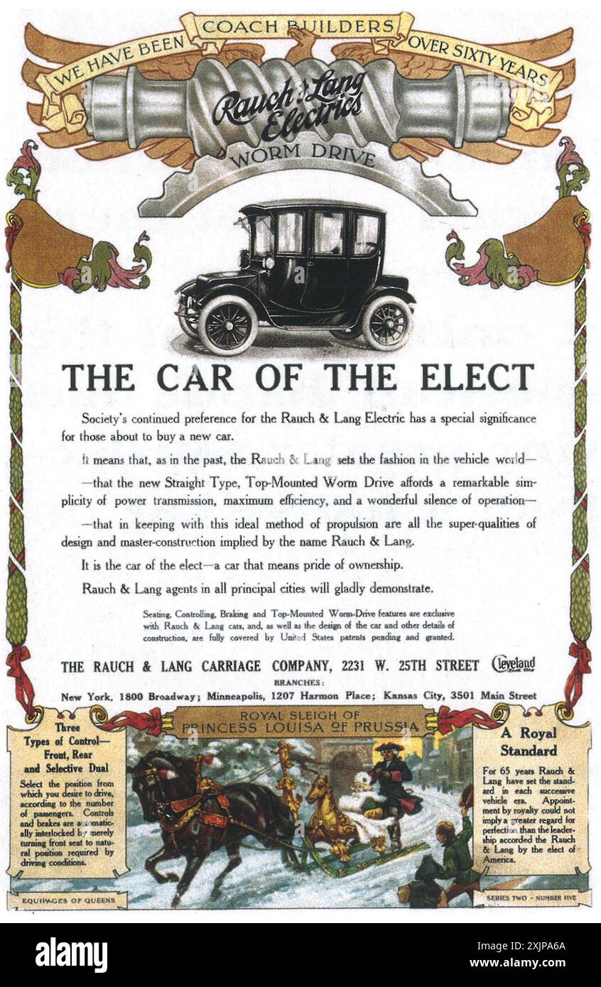 1914 Rauch & Land Electric cars ad -Worm drive- princess Louise of ...