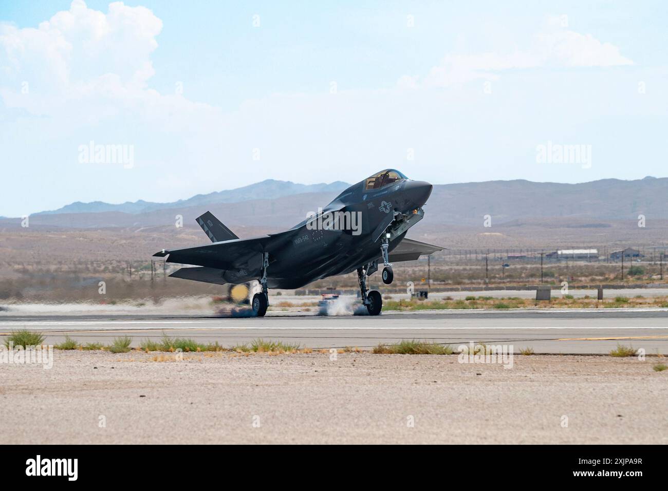 An F-35B Lightning II assigned to Marine Fighter Attack Squadron 542, Marine Corps Air Station ...