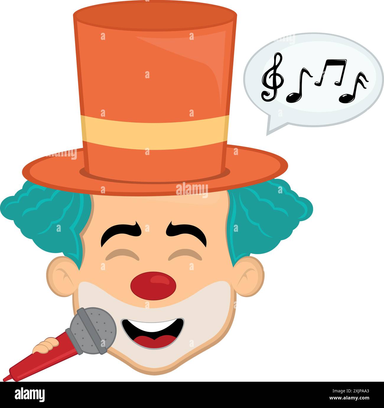 vector illustration face character clown cartoon, singing with a ...