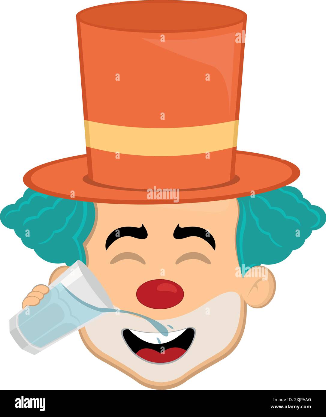 vector illustration face character clown cartoon, drinking a glass of ...