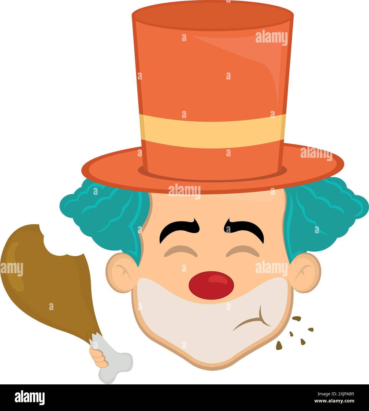 vector illustration face character clown cartoon, eating a chicken leg ...