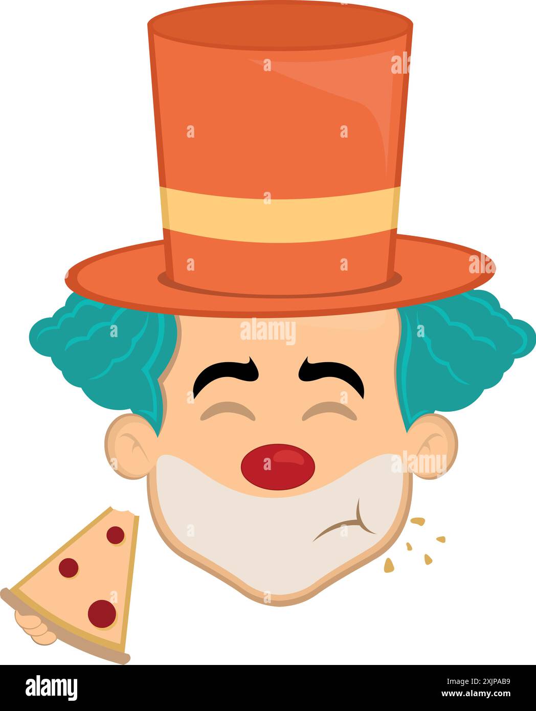 vector illustration face character clown cartoon, eating a slice pizza ...