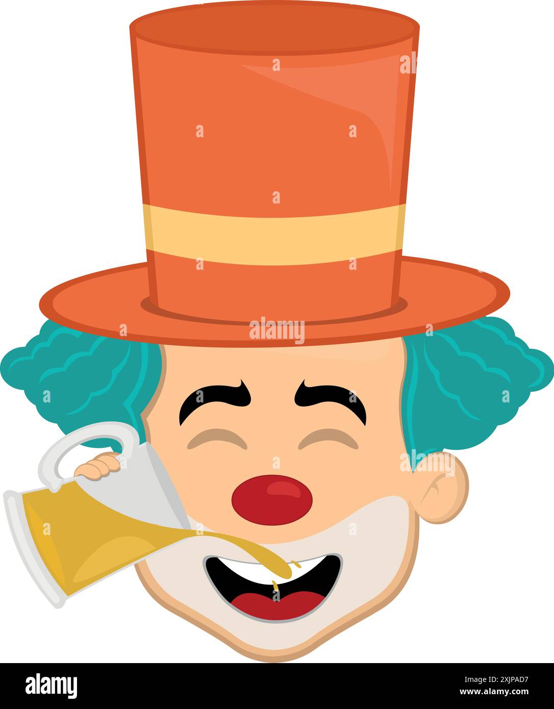 vector illustration face character clown cartoon, drinking glass beer ...