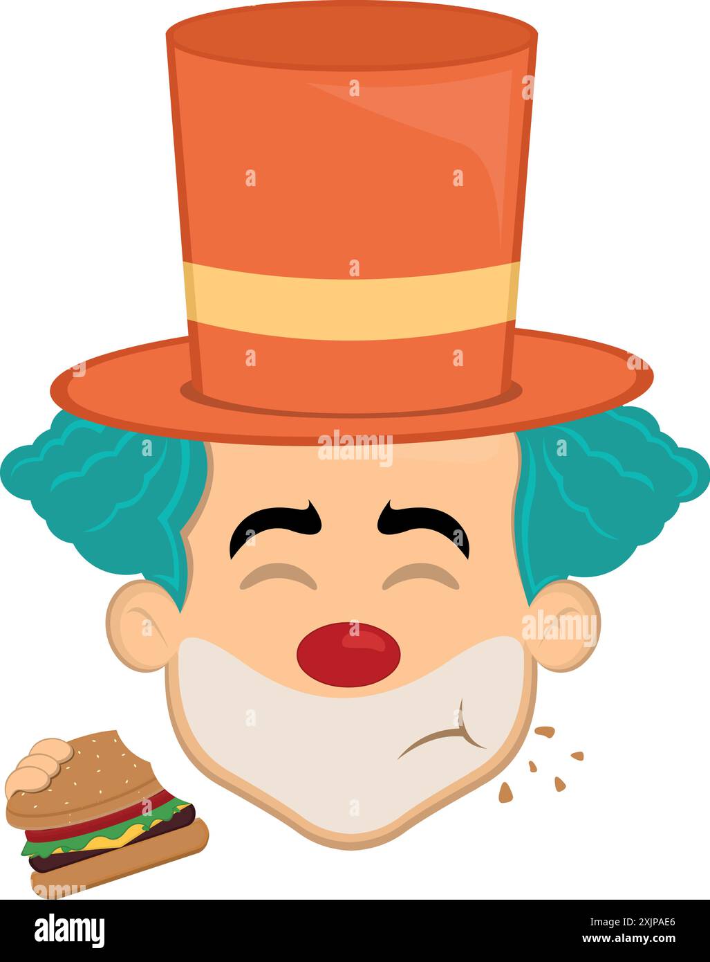 vector illustration face character clown cartoon, eating a hamburger ...