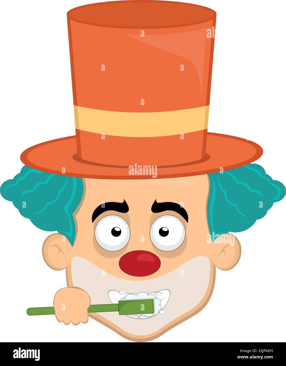 vector illustration face character clown cartoon, brushing his teeth ...