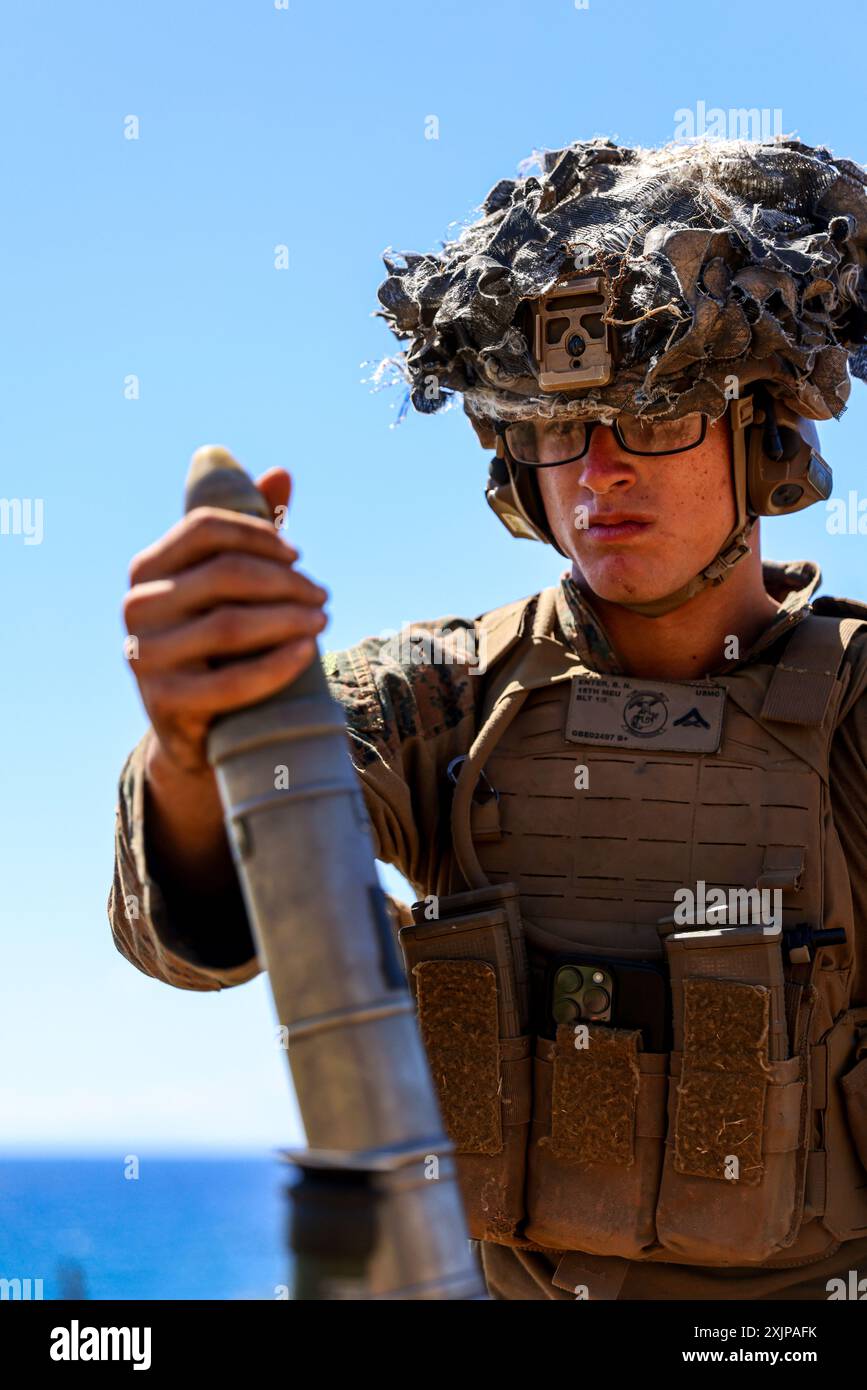 U.S. Marine Corps Lance Cpl. Brice Enter, a mortarman assigned to ...