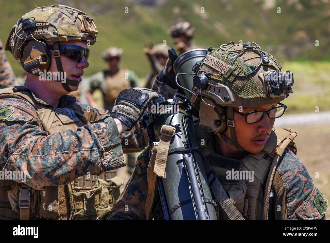 U.S. Marine Corps Cpl. Zerrick Runyon, left, a squad leader, and Lance ...