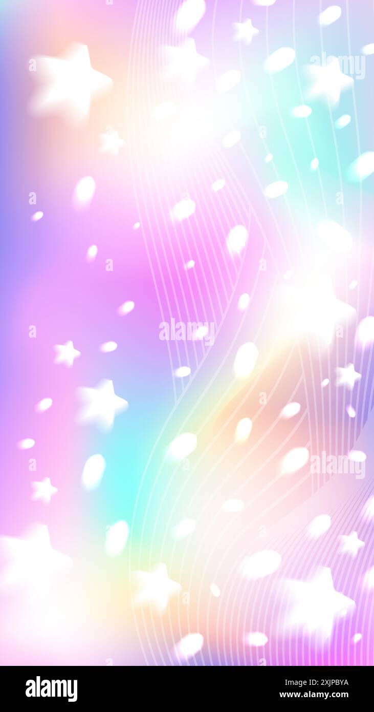 rainbow surreal stories background with and stars. Holographic anime ...