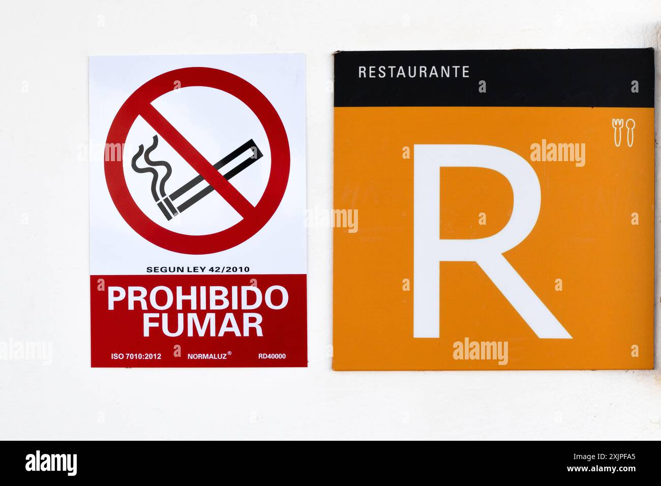 no smoking sign and restaurant icon on a white background Stock Photo ...