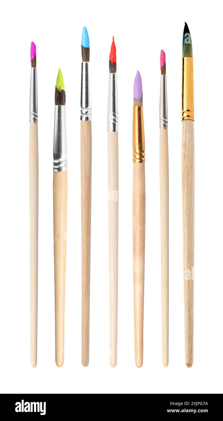 Many different paint brushes isolated on white Stock Photo - Alamy