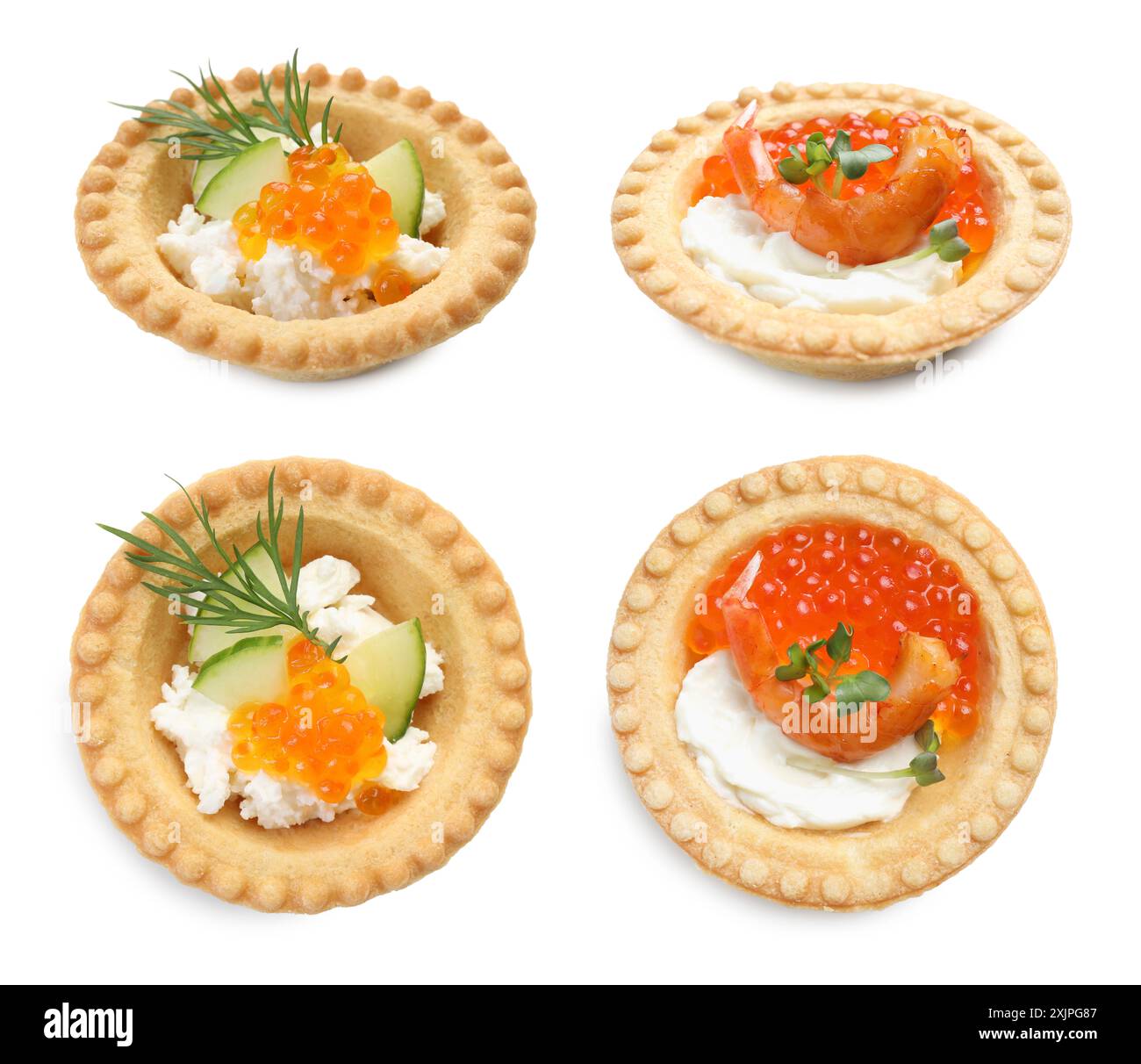 Different canapes isolated on white, top and side views Stock Photo - Alamy
