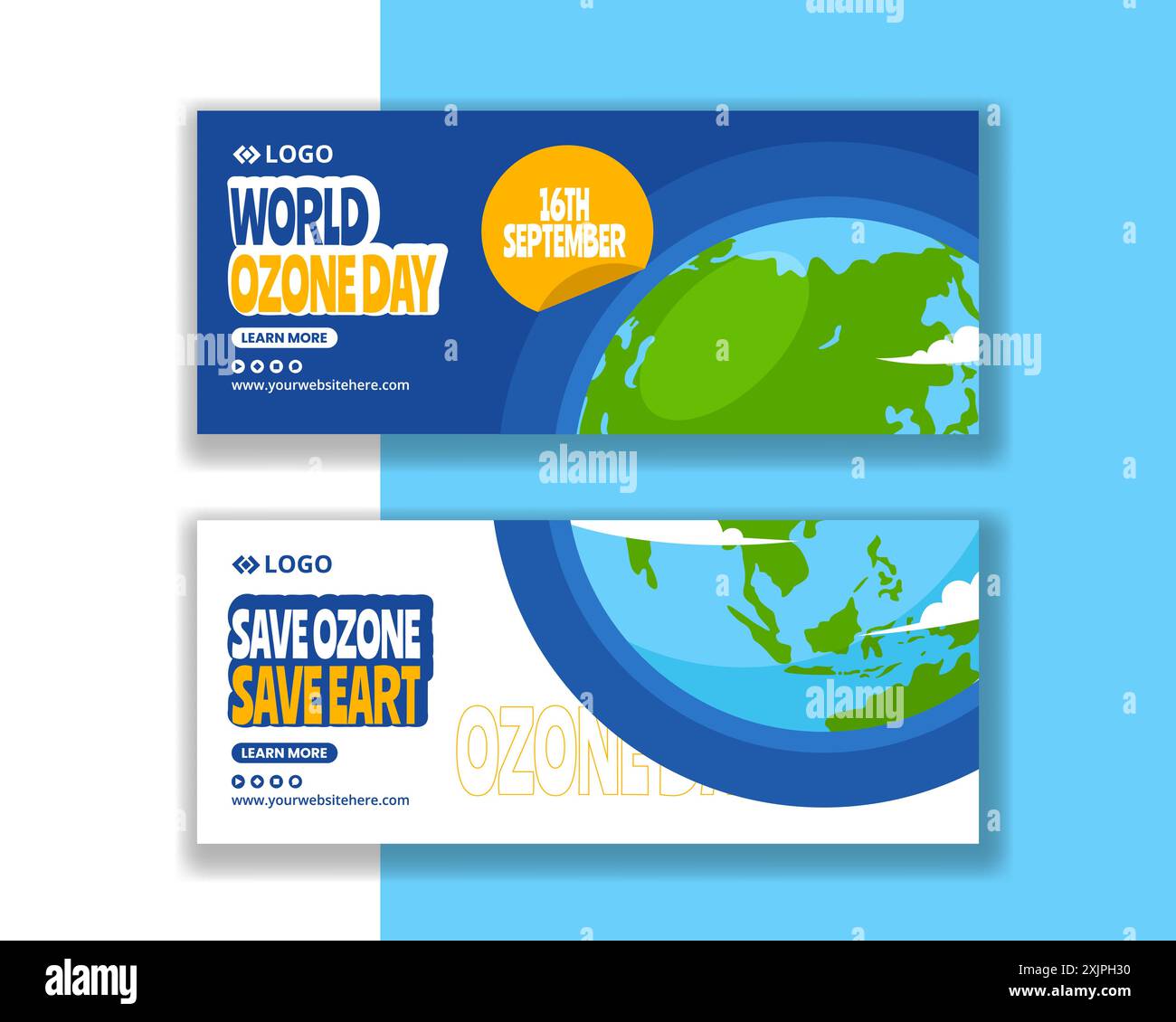 Ozone Day Horizontal Banner Flat Cartoon Hand Drawn Templates ...