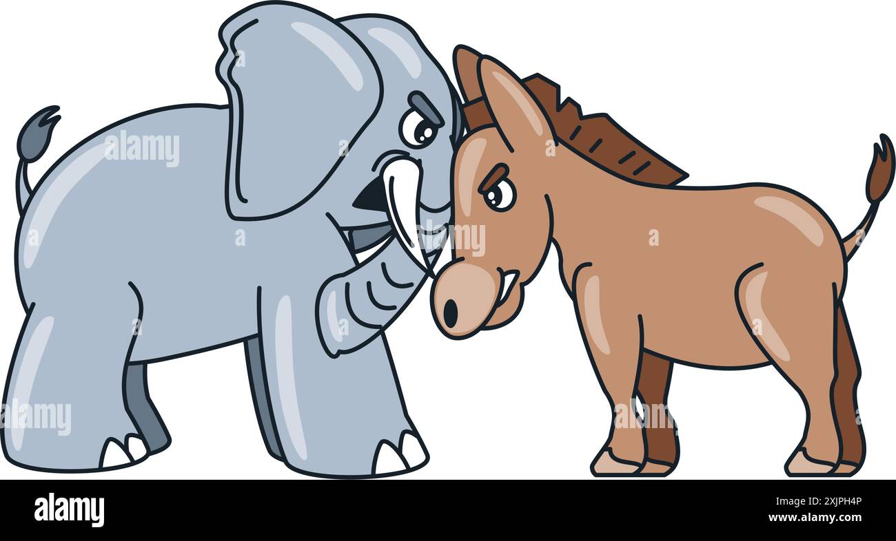 angry donkey and elephant cartoon Stock Vector Image & Art - Alamy