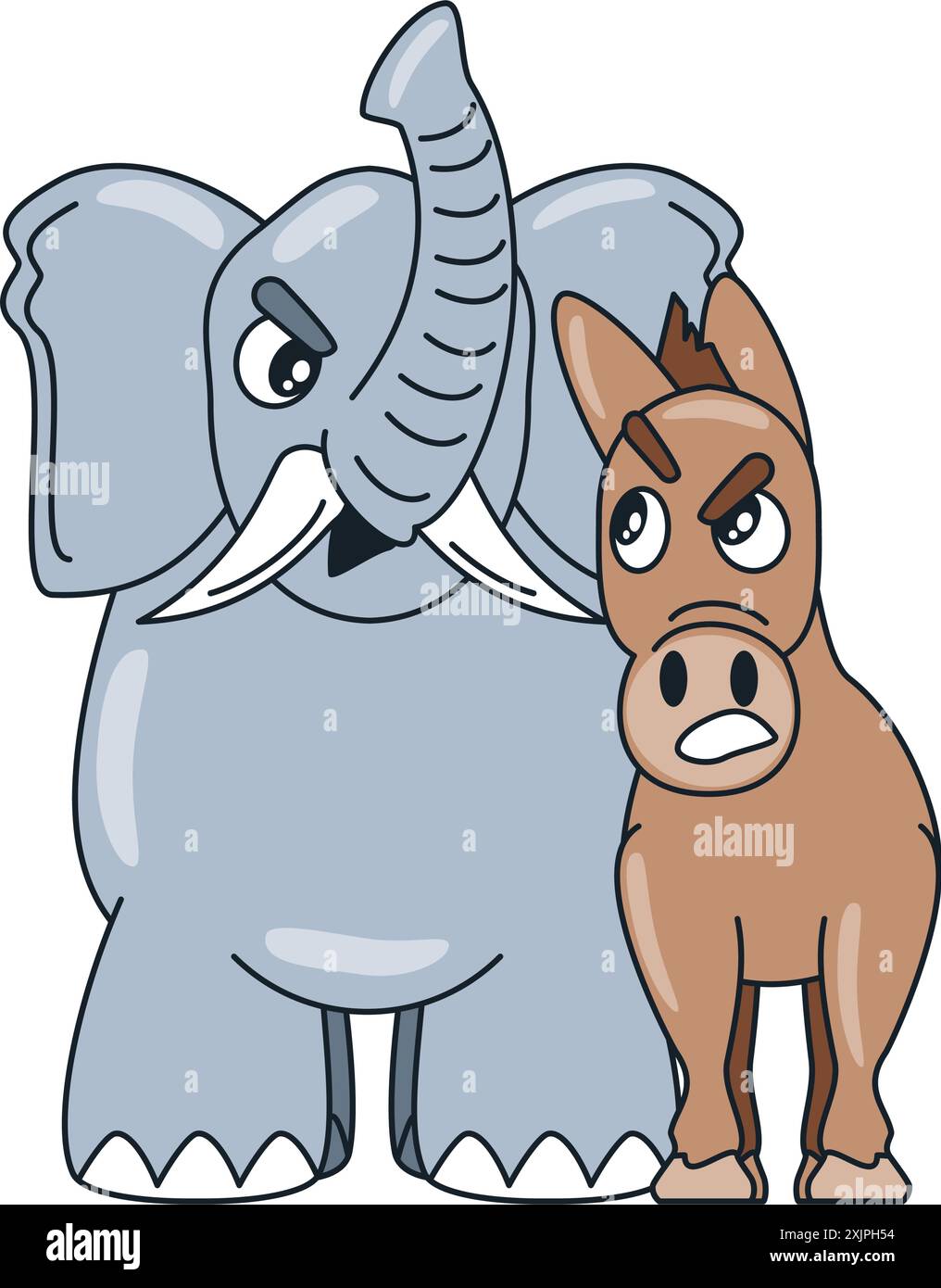 democrat donkey vs republican elephant cartoon characters Stock Vector ...