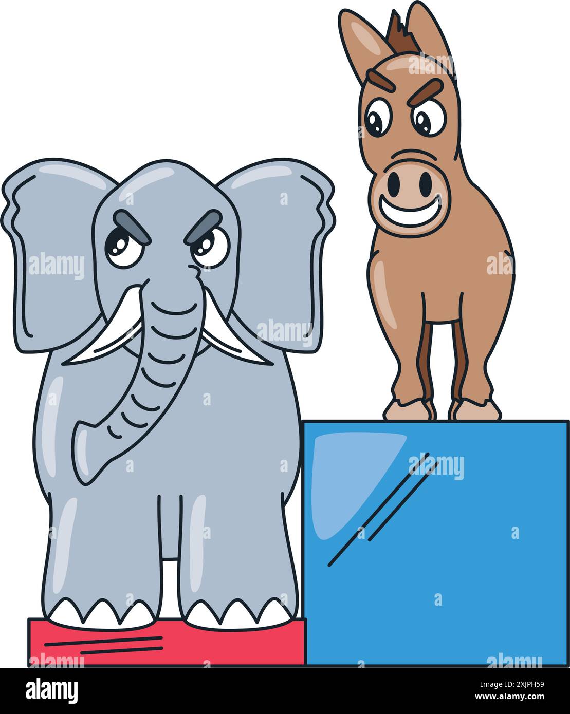 democrat donkey versus republican elephant political Stock Vector Image ...