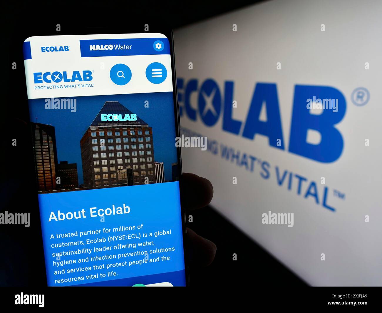 Stuttgart, Germany, 07-01-2023: Person holding cellphone with webpage ...