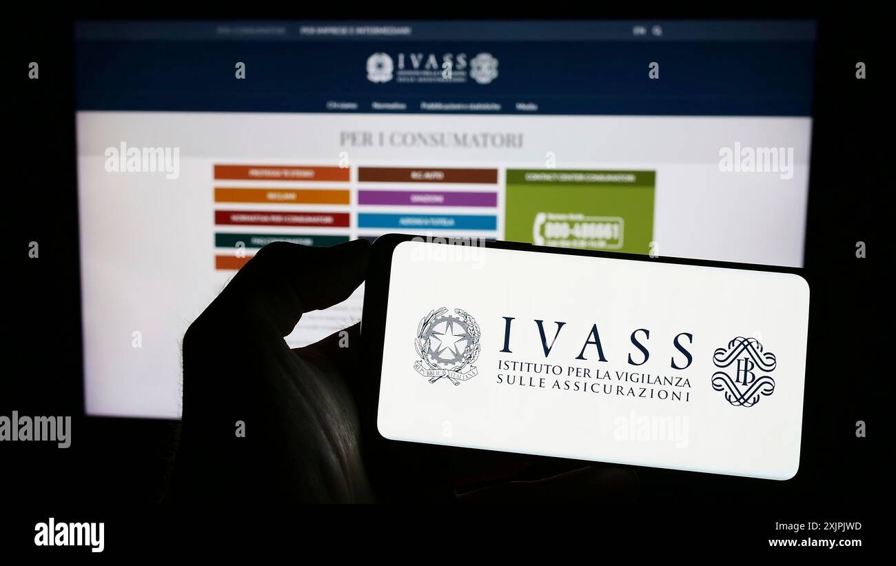 Stuttgart, Germany, 07-02-2023: Person holding smartphone with logo of ...